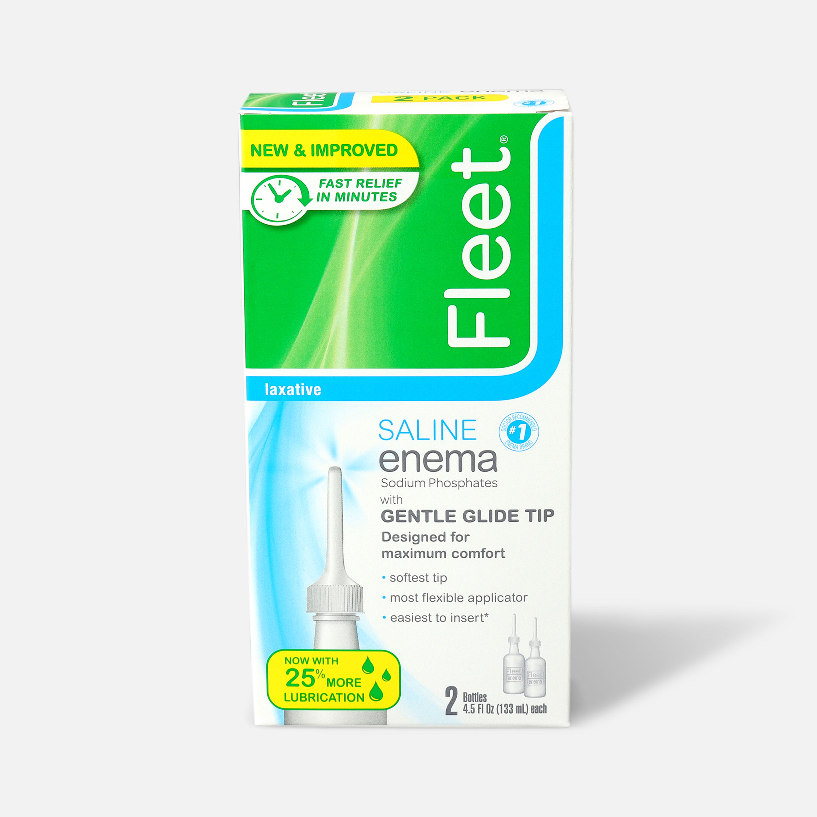 Fleet Enema, Ready-to-Use Saline Laxative, Twin Pack, 1 ea