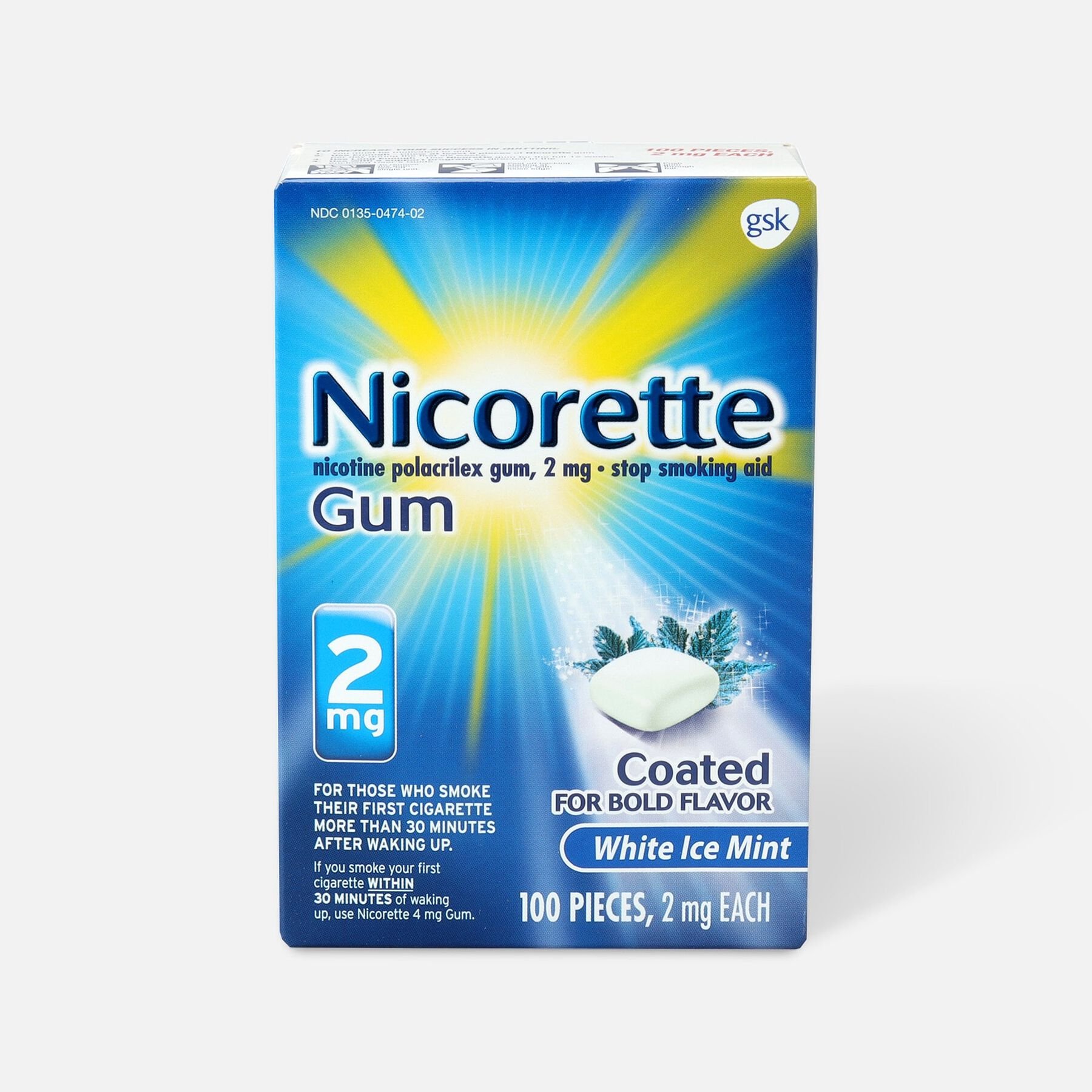 HSA Eligible Nicorette Gum White Ice Mint, 2 mg | HSA Eligible