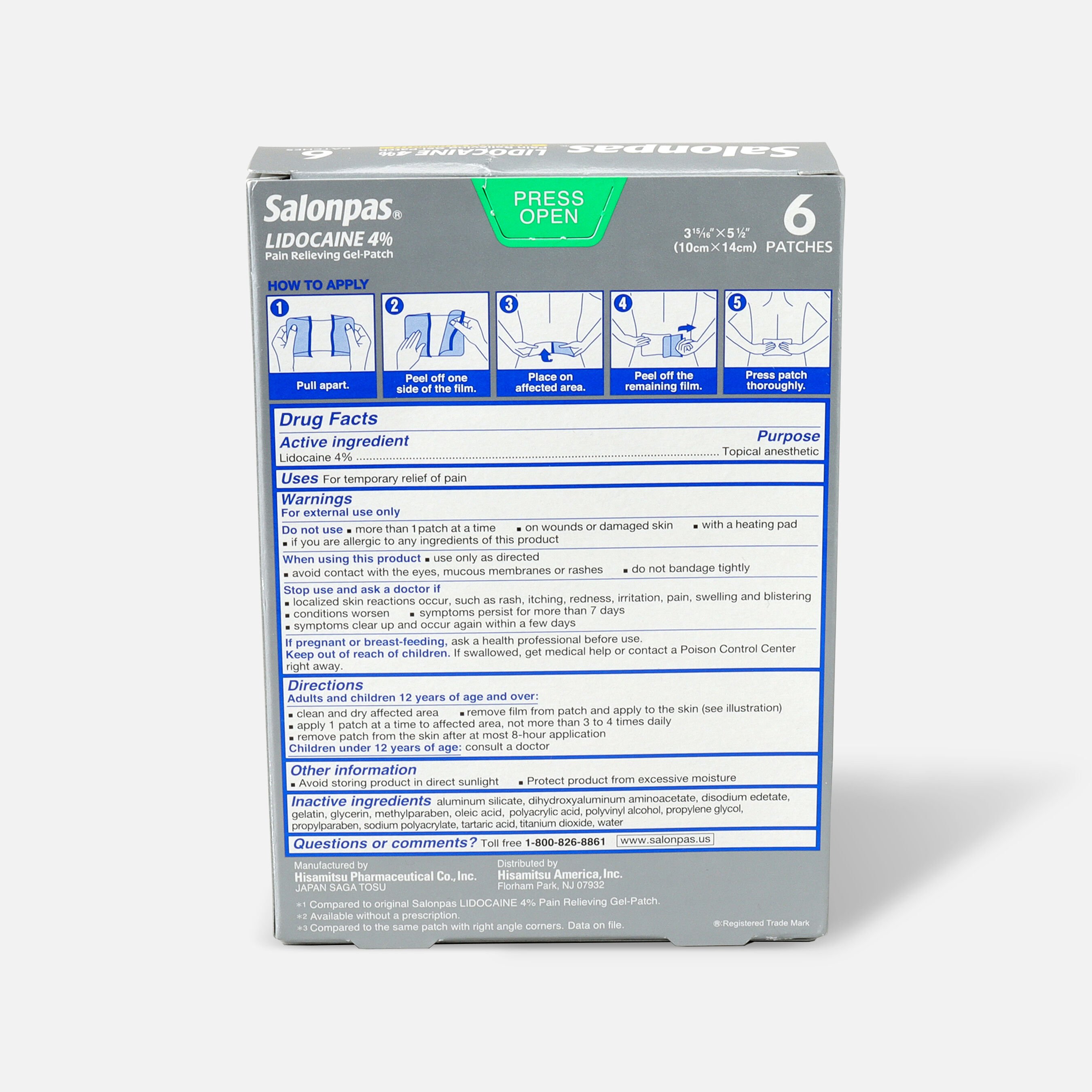 Salonpas Lidocaine Gel-Patch, 6 ct.