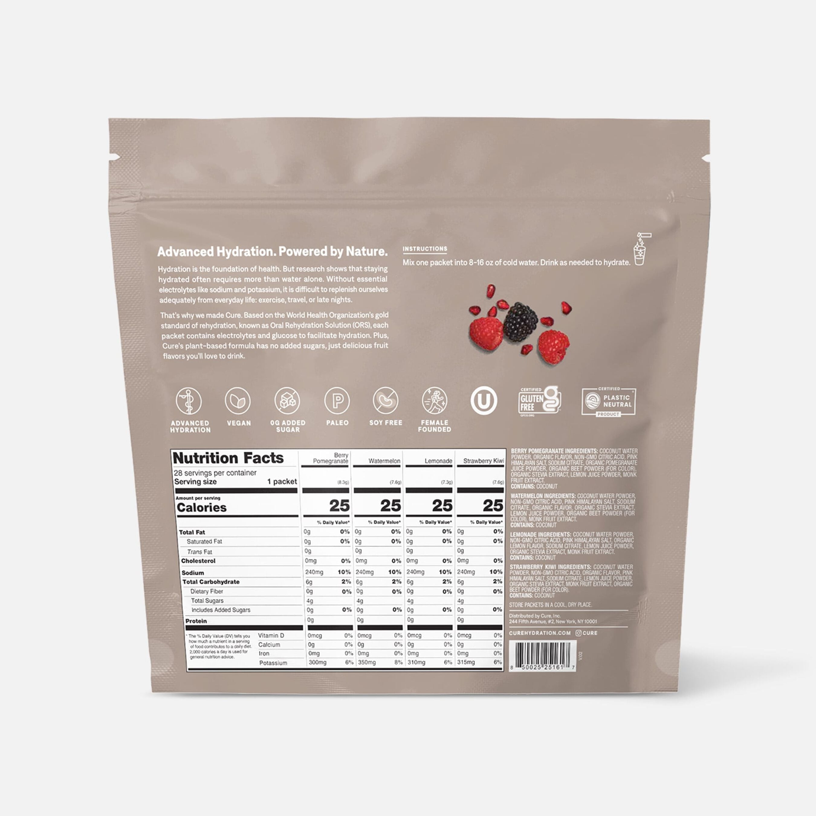HSA Eligible Cure Hydrating Electrolyte Drink Mix Pouches, Original ...
