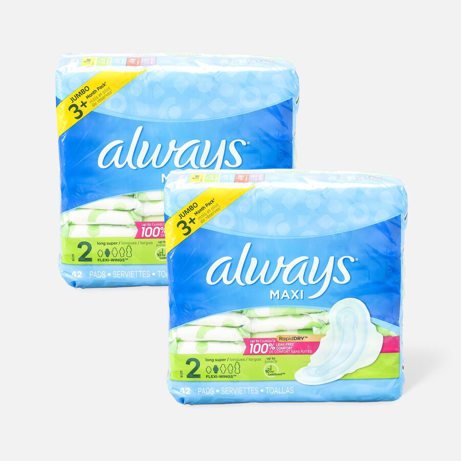 HSA Eligible Always Maxi Pads Size 2 Long Super Absorbency Unscented ...