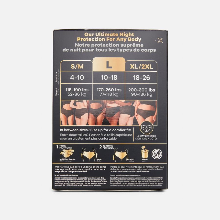 HSA Eligible Always ZZZ Overnight Disposable Period Underwear, Large, 7 ...