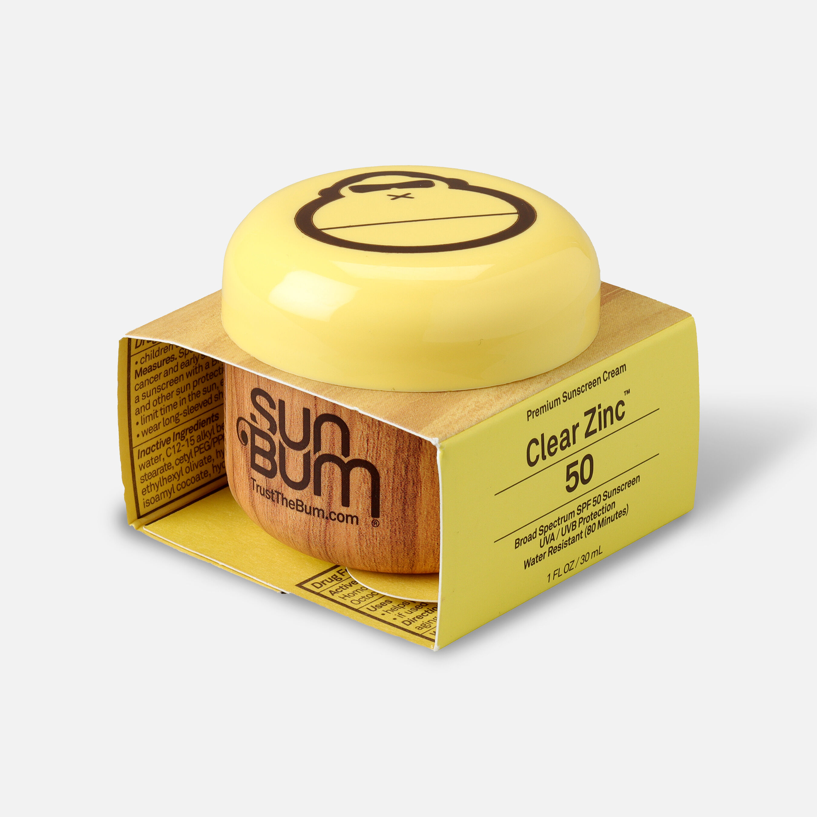 Sun Bum Clear Zinc Oxide Sunscreen, SPF 50, 1 oz Jar